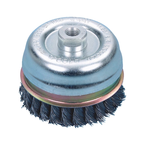 Buy Braided wire cup brush steel with support ring online