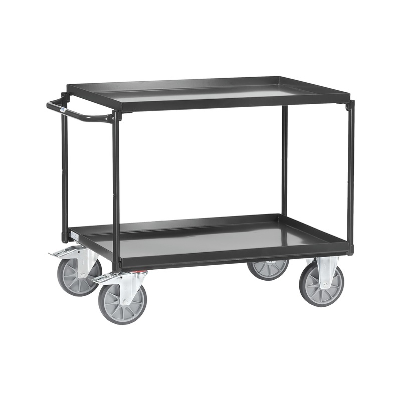 Heavy-duty table trolley metal trays | HAHN+KOLB