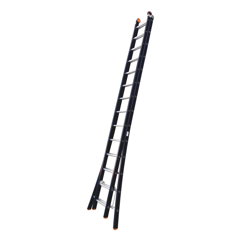 Aluminium extension ladder, wide design 2 pieces