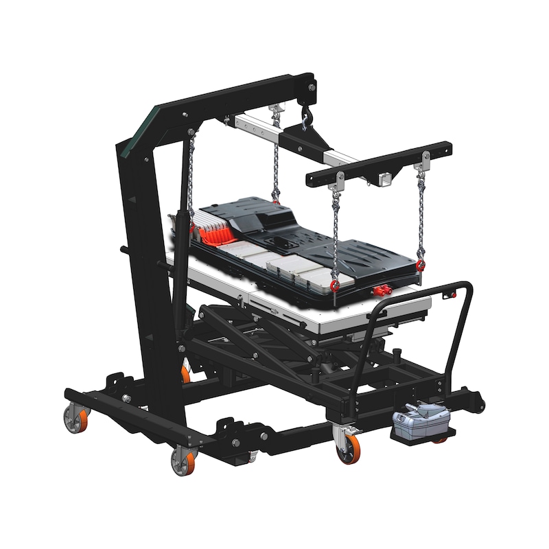 Lifting frame for HV batteries with chains