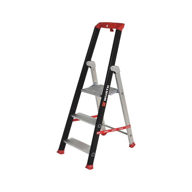 Aluminium-Stehleiter mit Handlauf BLACK | Würth