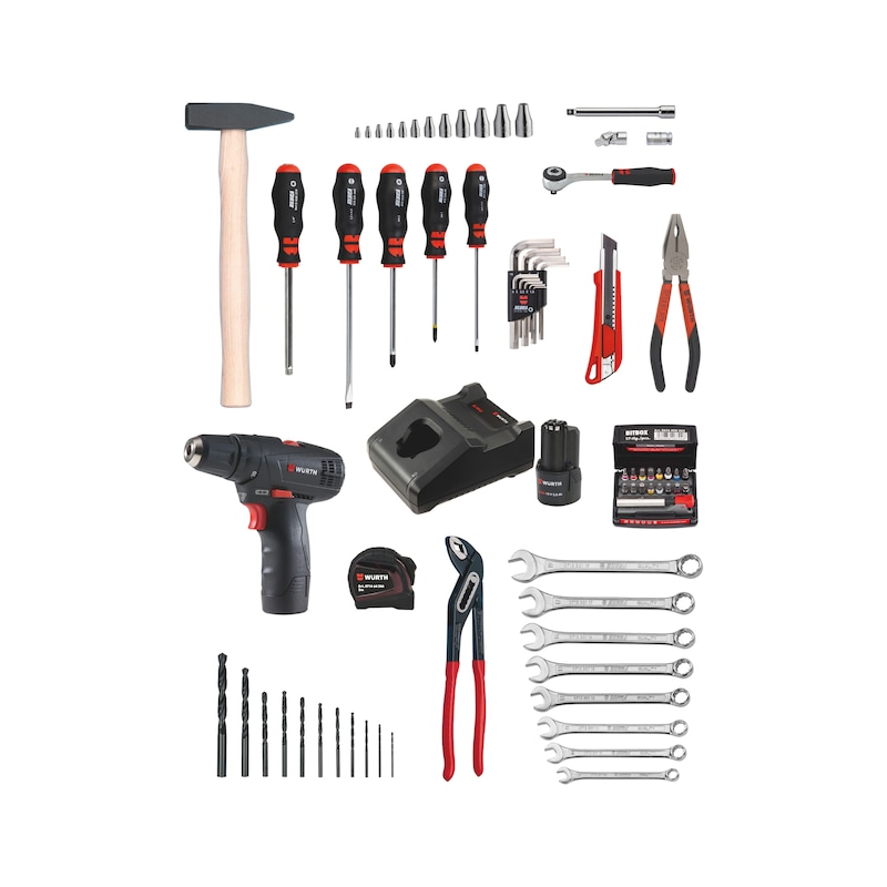 Buy Tool assortment with cordless drill/driver 75 pcs online | WÜRTH