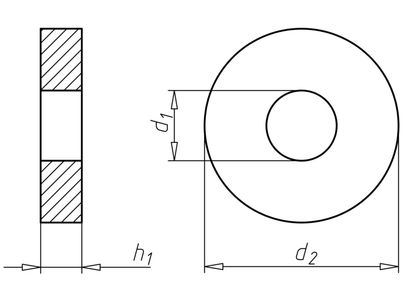 Distanční podložka, ocel, tolerance dle DIN 522