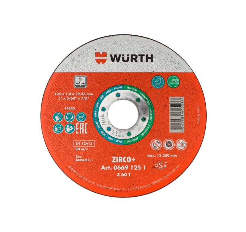 Disque à tronçonner métal 125 mm - WURTH